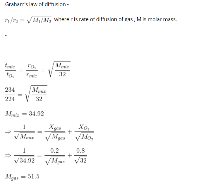 Pure O2 diffuses through an aperture in 224 seconds, whereas mixture - askIITians